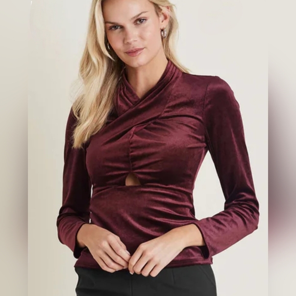 VENUS | Tops | Nwt Venus Burgundy Twist Front Velvet Top | Poshmark